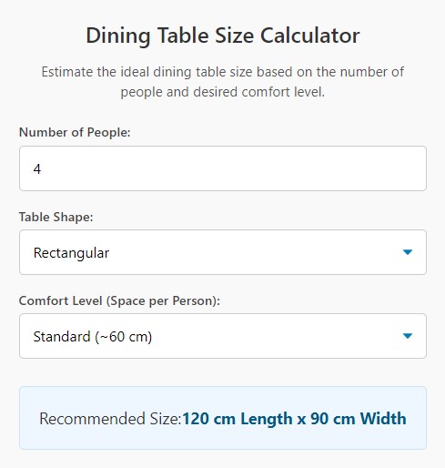 Dining Table Size Calculator || Malik Furniture®