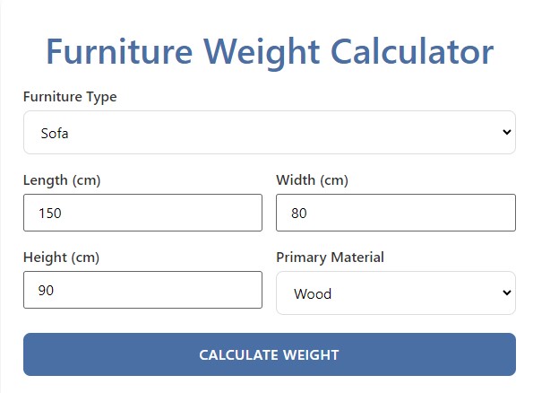 Furniture Weight Calculator || Malik Furniture®