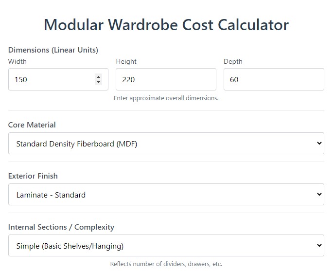 Modular Wardrobe Cost Calculator || Malik Furniture®